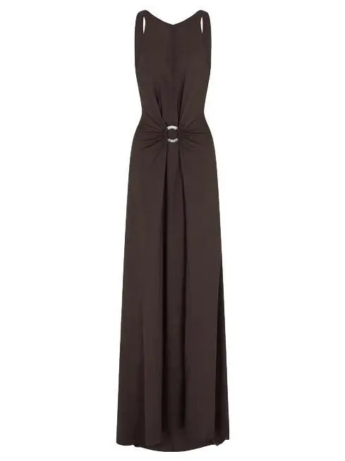 Giorgio Armani Long Triple Silk Georgette Dress - Brown