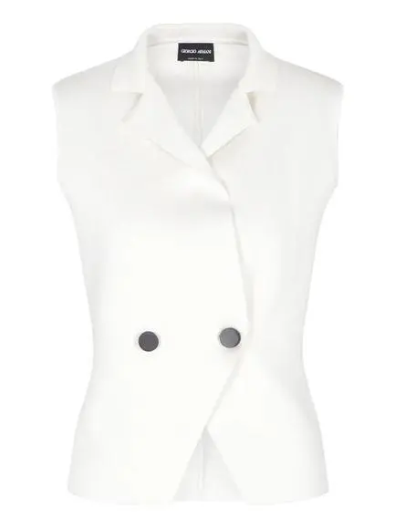 Giorgio Armani Silk Knit Double-breasted Gilet - White