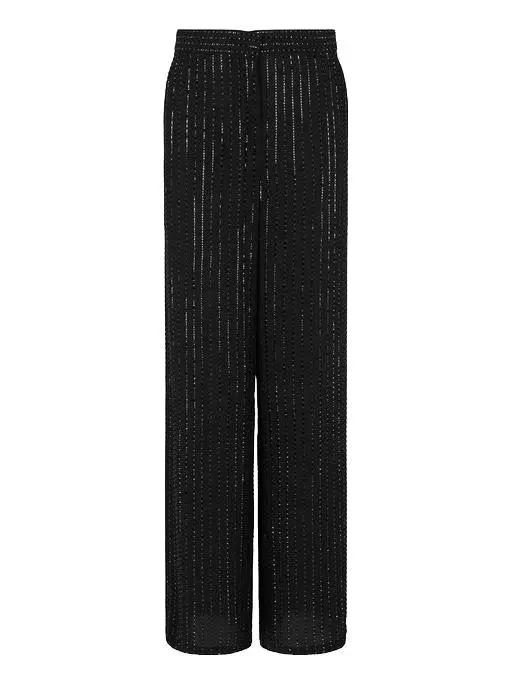 Giorgio Armani Wide-leg Silk Trousers With Embroidery - Red