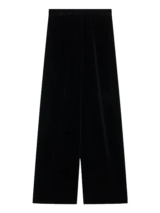 Giorgio Armani Wide-leg Velvet Trousers - Black