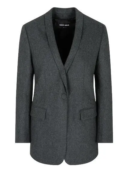 Giorgio Armani Single-breasted Wool And Cashmere Flannel Jacket - Black / White / Pink / Gray