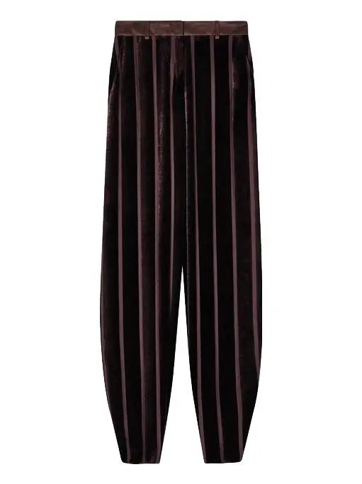 Giorgio Armani Wide-leg Striped Velvet Trousers - Red