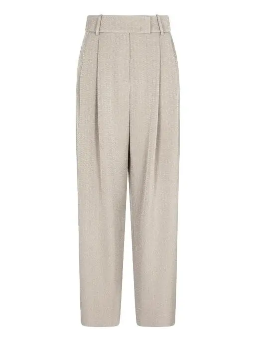 Giorgio Armani Viscose, Wool, And Silk Jacquard Trousers - Brown / Neutral