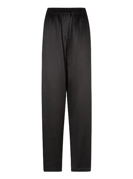 Giorgio Armani Straight-cut Tussah Silk Satin Trousers - Black