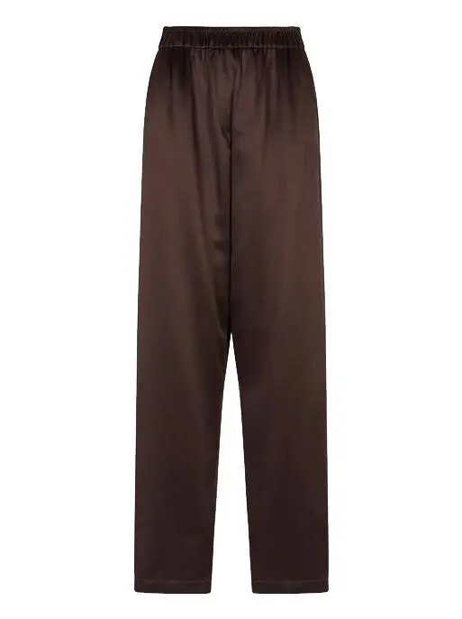 Giorgio Armani Straight-cut Tussah Silk Satin Trousers - Brown
