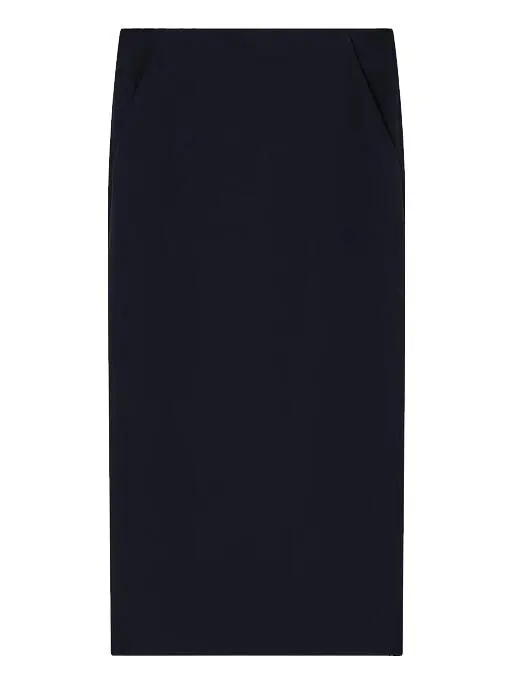 Giorgio Armani Stretch Wool Crêpe Midi Skirt - Black