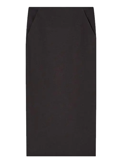 Giorgio Armani Stretch Wool Crêpe Midi Skirt - Brown
