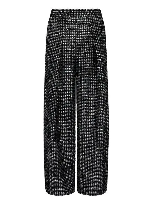 Giorgio Armani Single-pleat Jersey Trousers With Flocked Print And Sequins - Blue / White