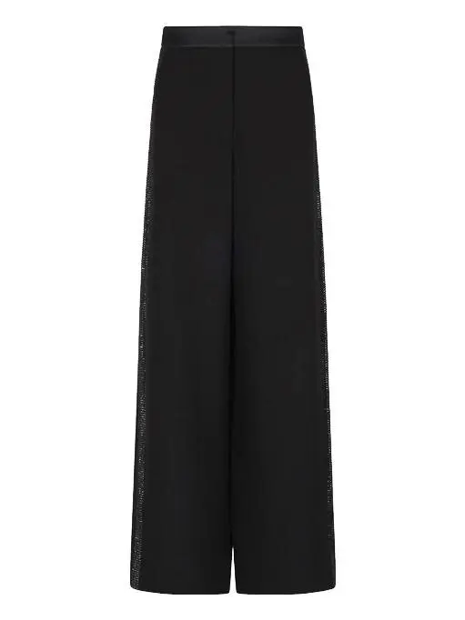Giorgio Armani Wide-leg Silk Trousers With Rhinestone Detail - Red