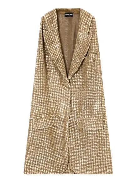 Giorgio Armani Long Jersey Waistcoat With Flocked Print And Sequins - Gold