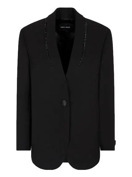 Giorgio Armani Silk Single-breasted Jacket With Rhinestone Embroidery - Red