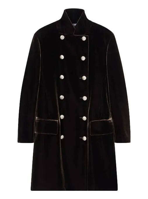Giorgio Armani Double-breasted Velvet Coat - Brown