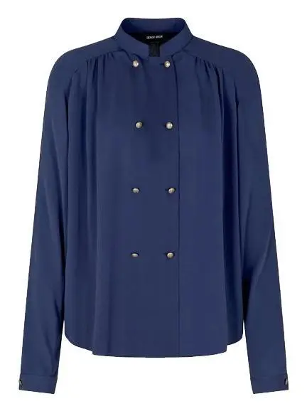 Giorgio Armani Denim Collection Triple Silk Georgette Shirt - Blue