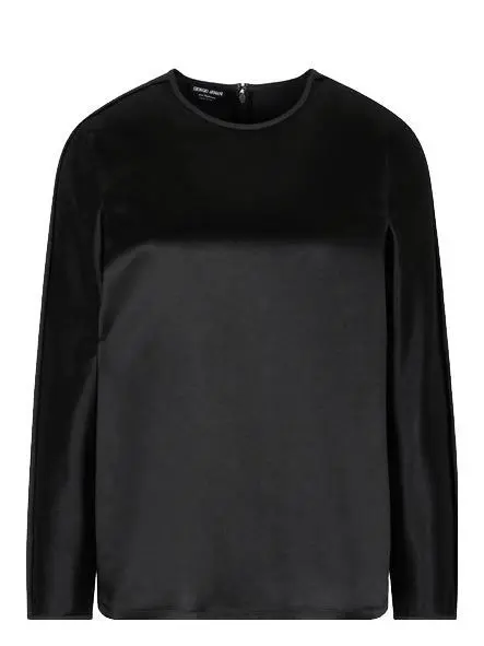 Giorgio Armani Blouse In Tussah Silk Satin - Black