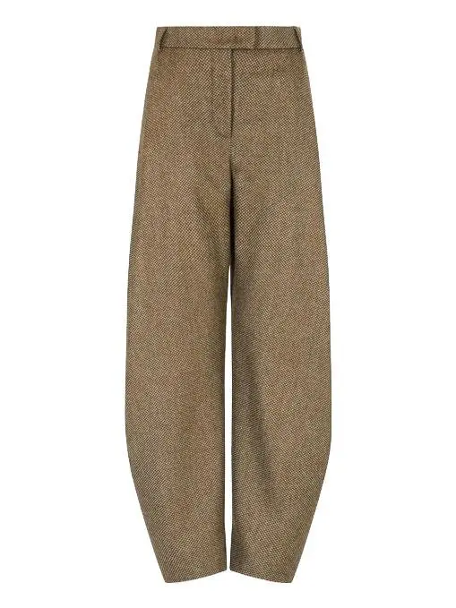 Giorgio Armani Relaxed-fit Virgin Wool And Cashmere Knit Trousers - Brown / Neutral