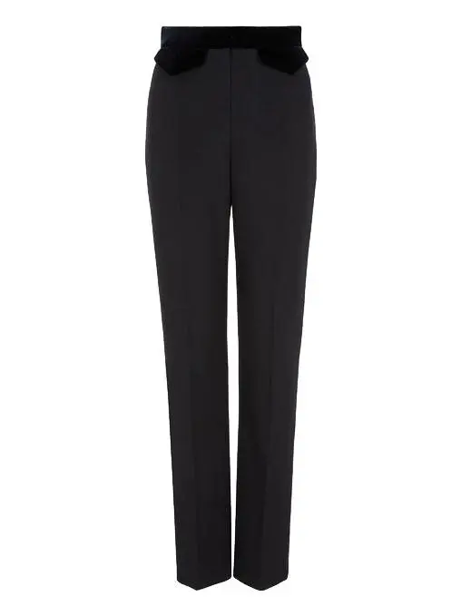 Giorgio Armani Straight Trousers In Barathea Virgin Wool And Velvet - Red