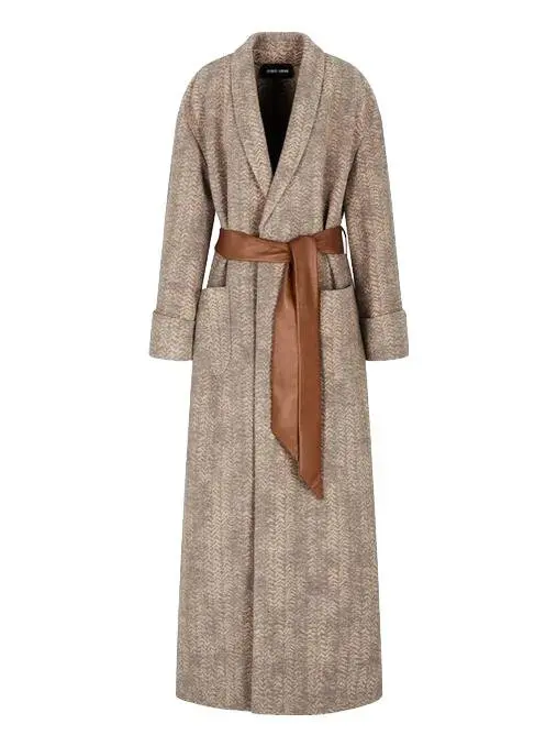 Giorgio Armani Wool And Cashmere Long Coat - Brown / Neutral