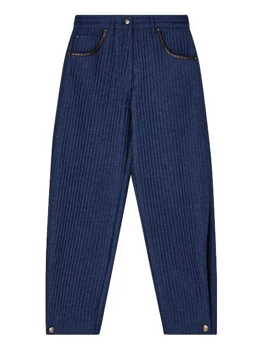 Giorgio Armani Viscose, Cotton, And Silk Five-pocket Trousers - Blue