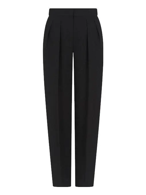 Giorgio Armani Glitter Silk Cady Pleated Trousers - Black