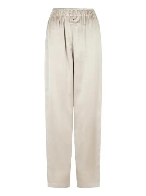 Giorgio Armani Straight-cut Silk Satin Trousers - Brown / Neutral