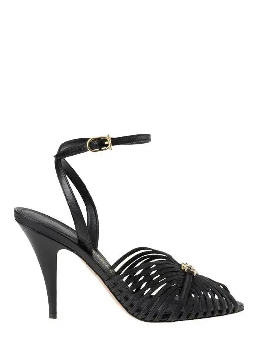 FERRAGAMO Sandal With Gancini Element - Black