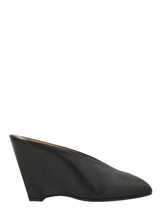 FERRAGAMO Peep Toe Mule - Black