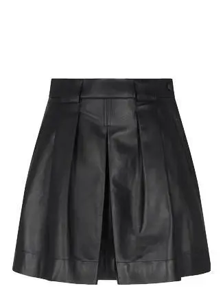 Emporio Armani Nappa Lambskin Skirt With Godet Pleat - Black