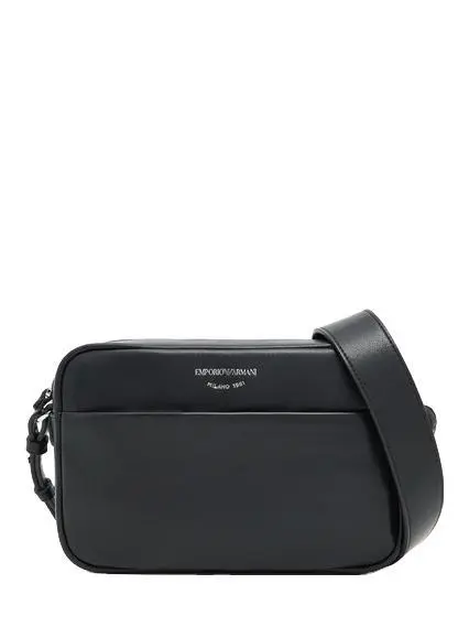Emporio Armani Leather Camera Case With Shoulder Strap - Black