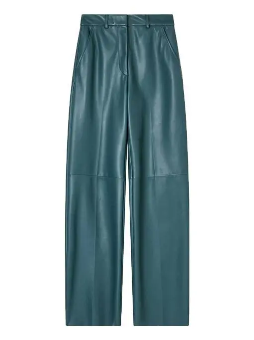 Emporio Armani Lambskin Nappa Leather Palazzo Trousers - Green