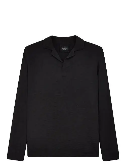 Giorgio Armani Jacquard Cupro Polo Shirt - Black