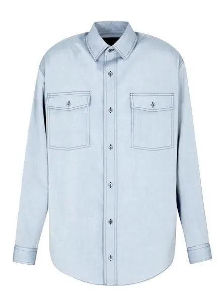 Giorgio Armani Silk Canvas Shirt - Blue