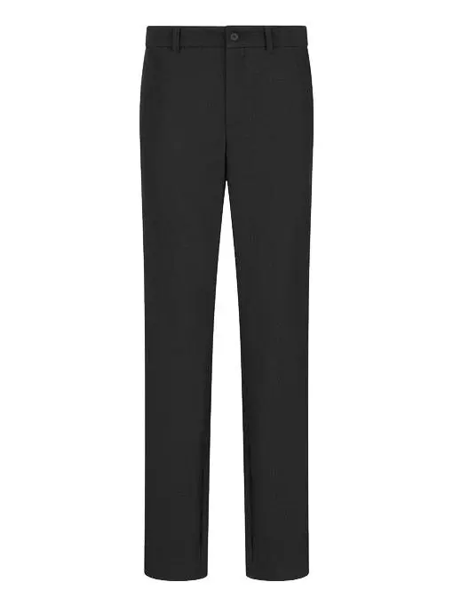 Giorgio Armani Technical Waffle Flat-front Trousers - Black