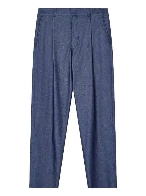 Giorgio Armani Single-pleat Trousers In Cotton And Silk - Blue