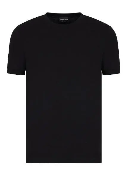Giorgio Armani Asv Crew-neck T-shirt In Stretch Viscose Jersey - Black