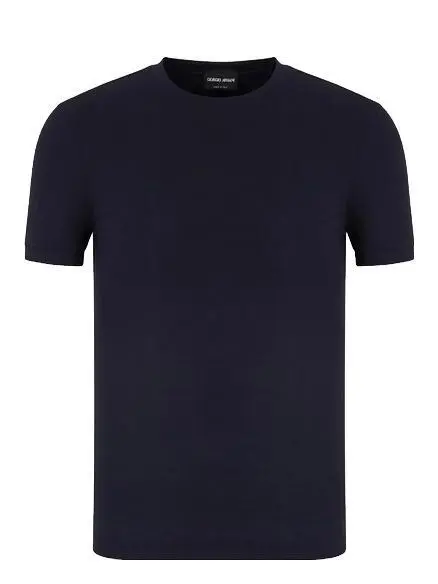 Giorgio Armani Asv Crew-neck T-shirt In Stretch Viscose Jersey - Navy