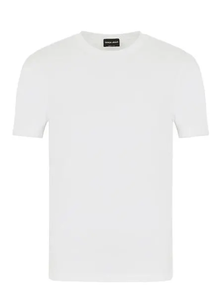 Giorgio Armani Asv Crew-neck T-shirt In Stretch Viscose Jersey - White