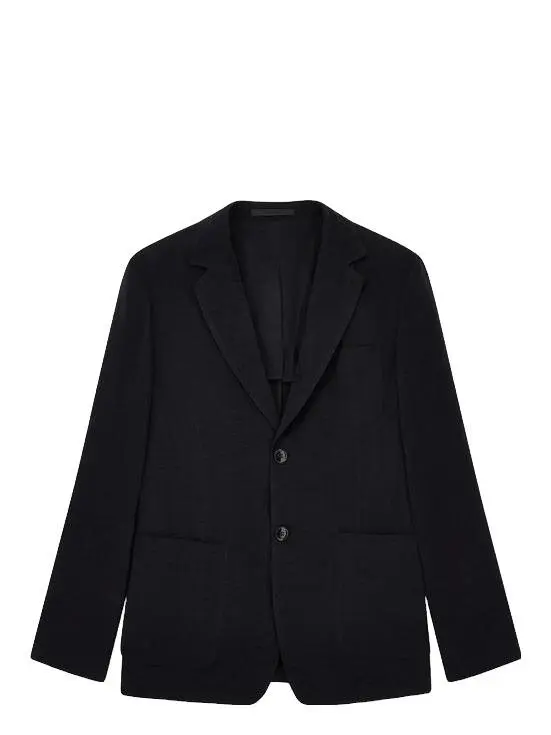Giorgio Armani Single-breasted Jacquard Cupro Jacket - Black