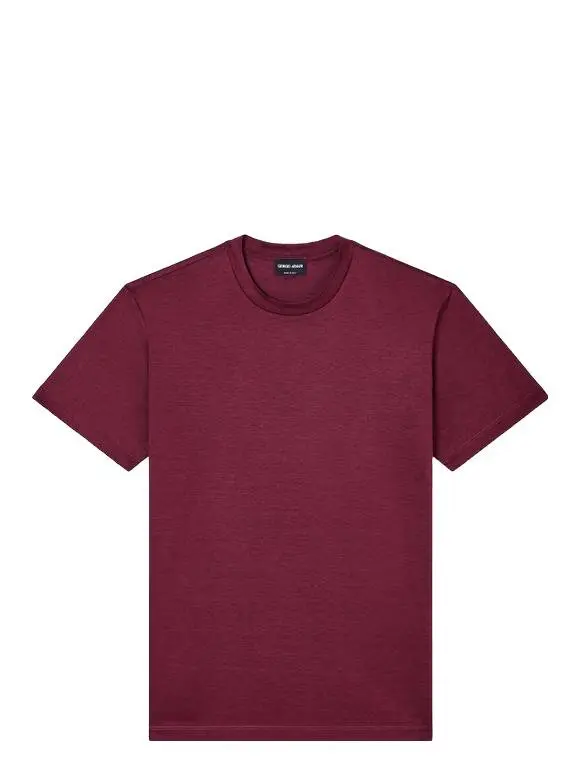 Giorgio Armani Plain-knit Jersey T-shirt In A Silk-and-cotton Blend - Red