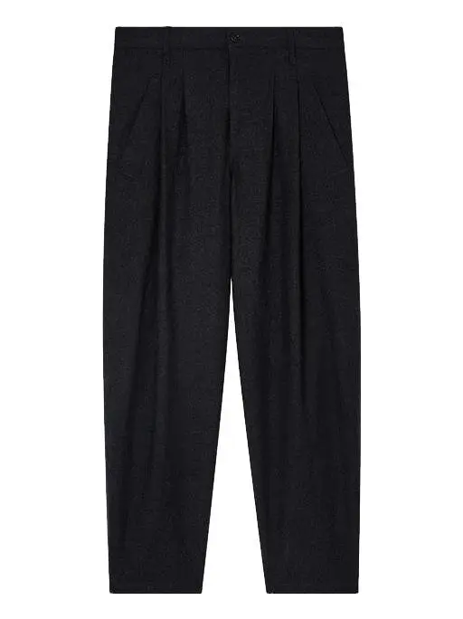 Giorgio Armani Single-pleat Virgin Wool Flannel Trousers - Natural