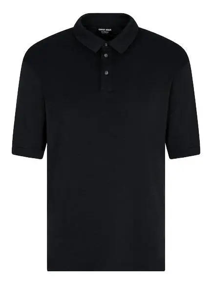 Giorgio Armani Pure Cashmere Interlock Polo Shirt - Black