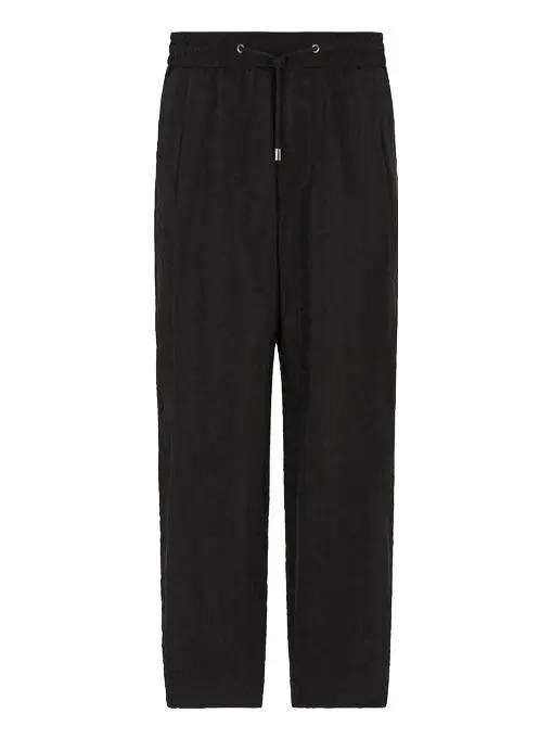 Giorgio Armani Jacquard Cupro Flat-front Trousers - Black