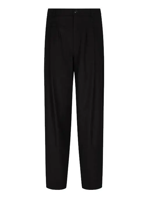 Giorgio Armani Single-pleat Wool Trousers - Black