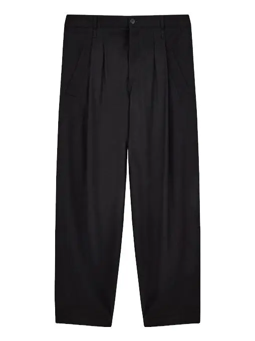 Giorgio Armani Single-pleat Wool Trousers - Black
