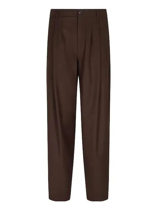 Giorgio Armani Single-pleat Wool Trousers - Natural