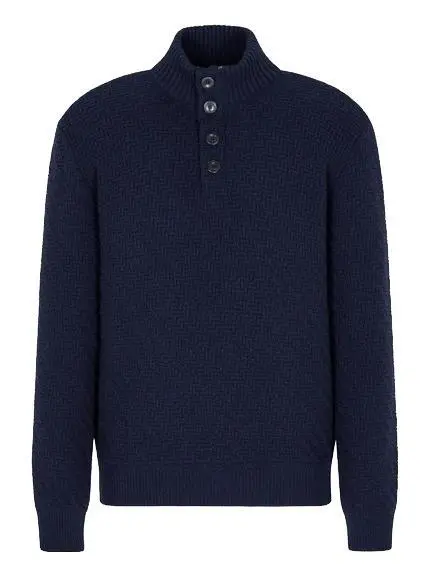 Giorgio Armani Diagonal Links-stitch Cashmere Jumper - Blue