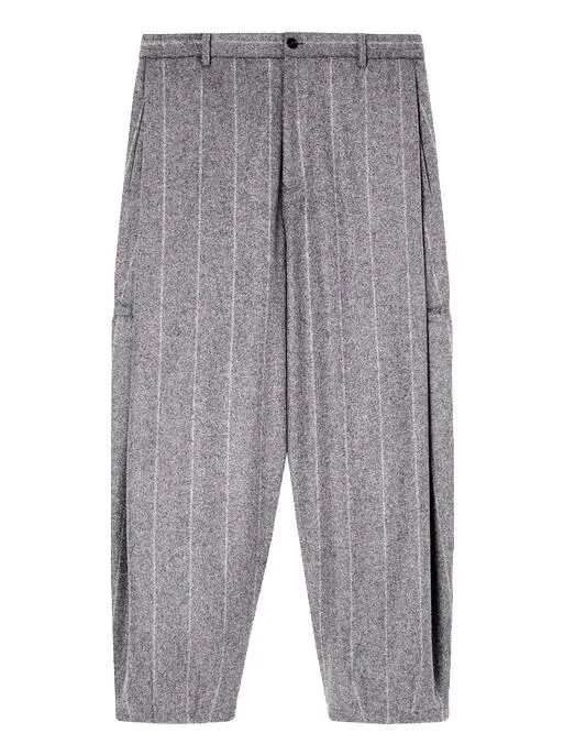 Giorgio Armani Pinstriped Wool Cloth Flat-front Trousers - Stripe