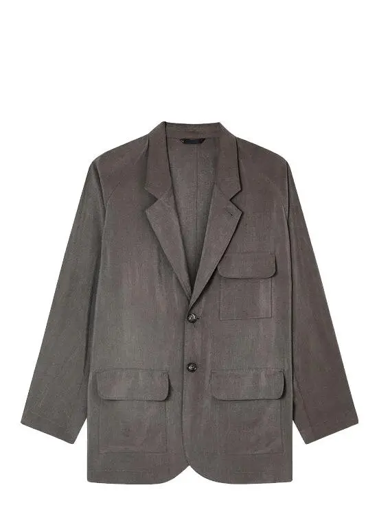 Giorgio Armani Washed Silk Single-breasted Jacket - Natural