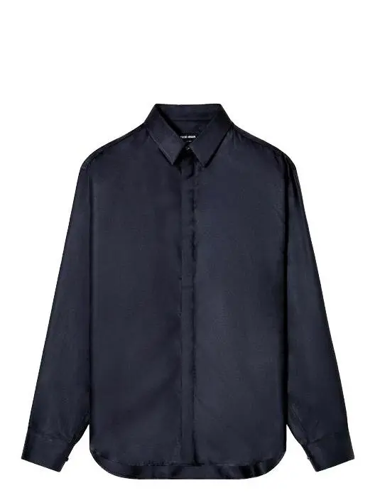 Giorgio Armani Regular-fit Shirt In Silk Twill - Black