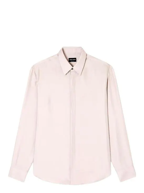 Giorgio Armani Regular-fit Shirt In Silk Twill - Natural
