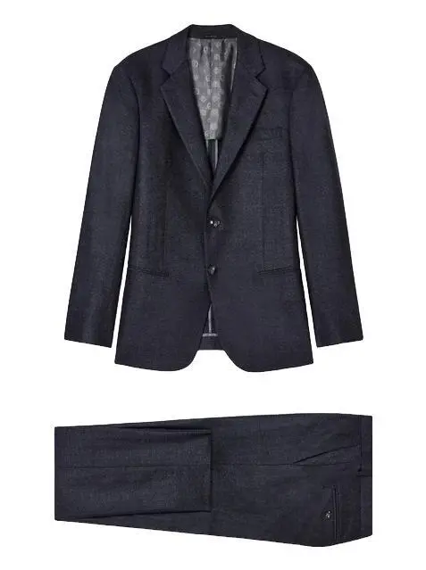Giorgio Armani Soho Line Single-breasted Suit In Chevron Virgin Wool And Cashmere - Black